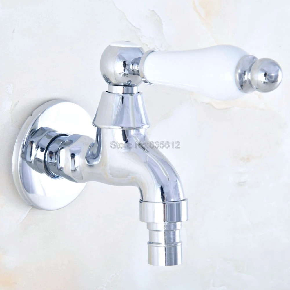 Polished Chrome Brass Wall Mount Ceramic Handle Washing Machine Faucet ...