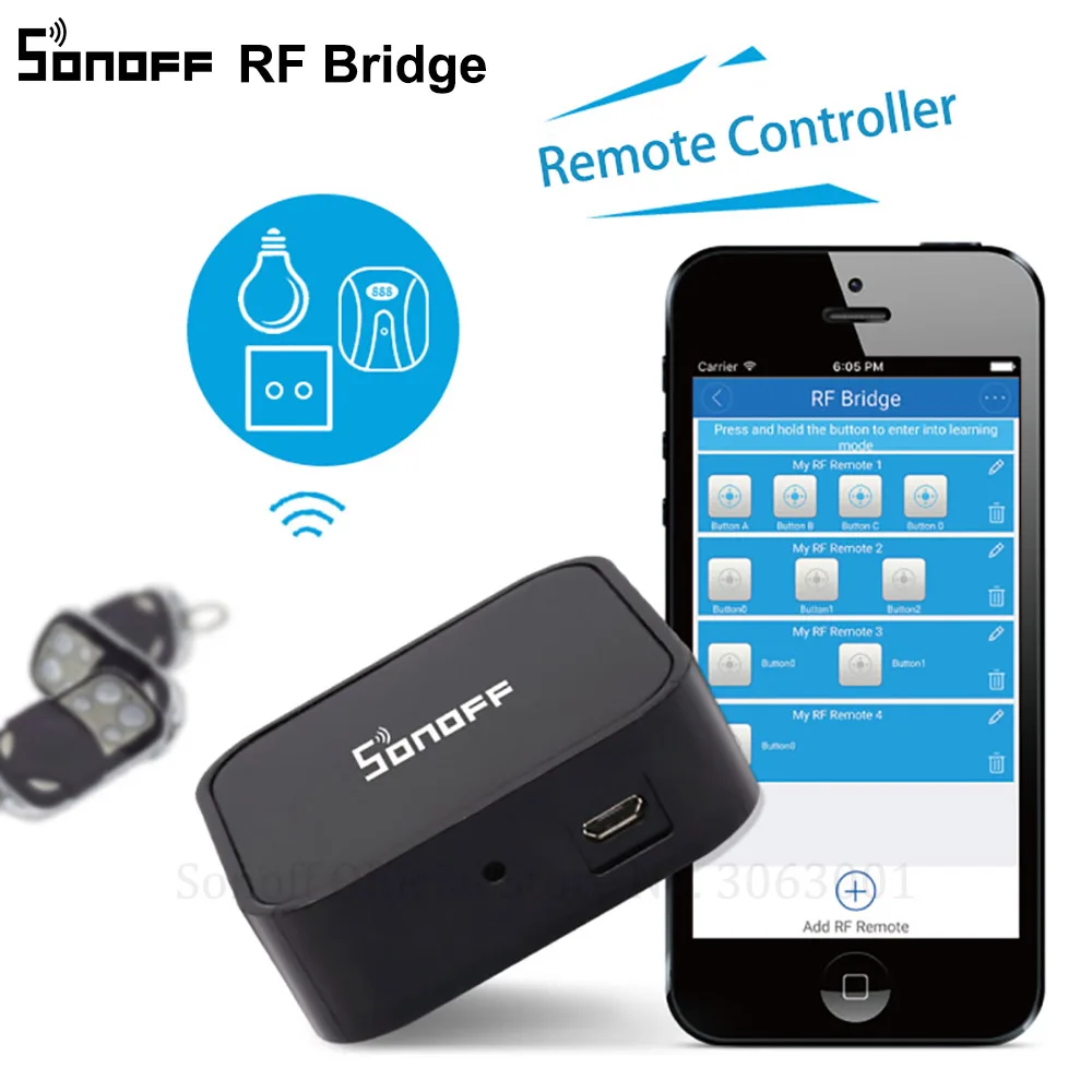 Sonoff Rf Bridge Wifi 433 Mhz Replacement Smart Home Automation ...