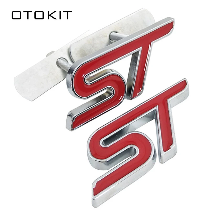 Metal Red Blue ST Front Grille Sticker Car Head Grill Emblem Badge ...