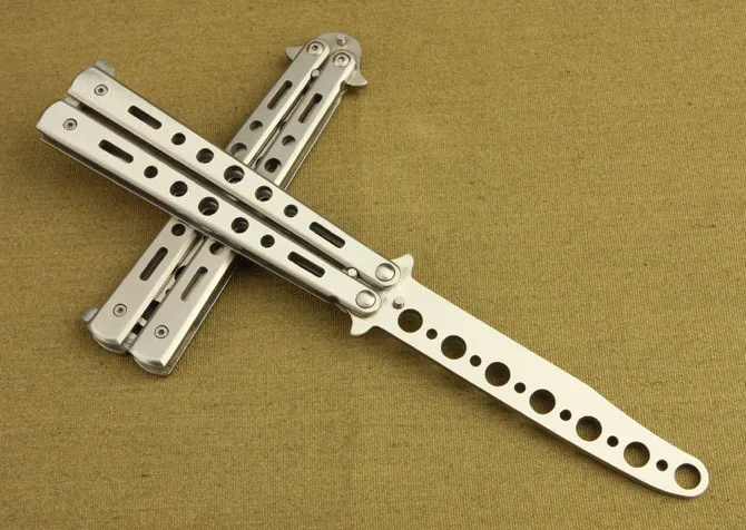 1PC Solid Steel Butterfly Knife No Edge Penknives Folding Not Sharp ...