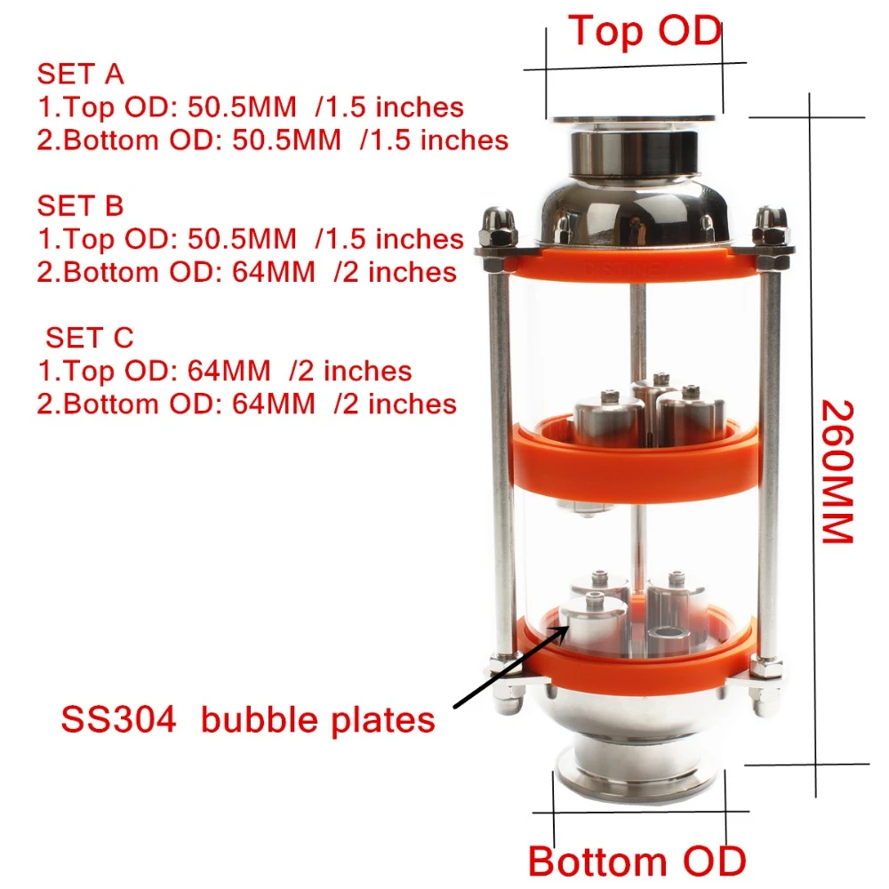 Stainless Steel 304 Bubble Plates Distillation Column With 2 Section ...