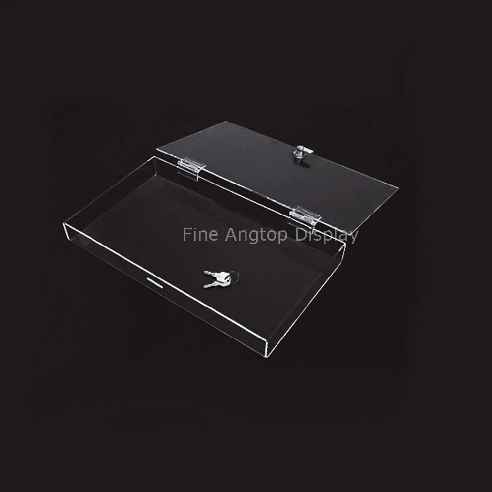 Acrylic Lucite Locking Security Show Case Safe Box Jewelry Display Tray ...