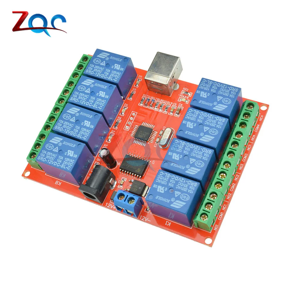8 Channels Dc 12v Relay Module / Computer Usb Type-b Control Switch Driver Pc Intelligent ...