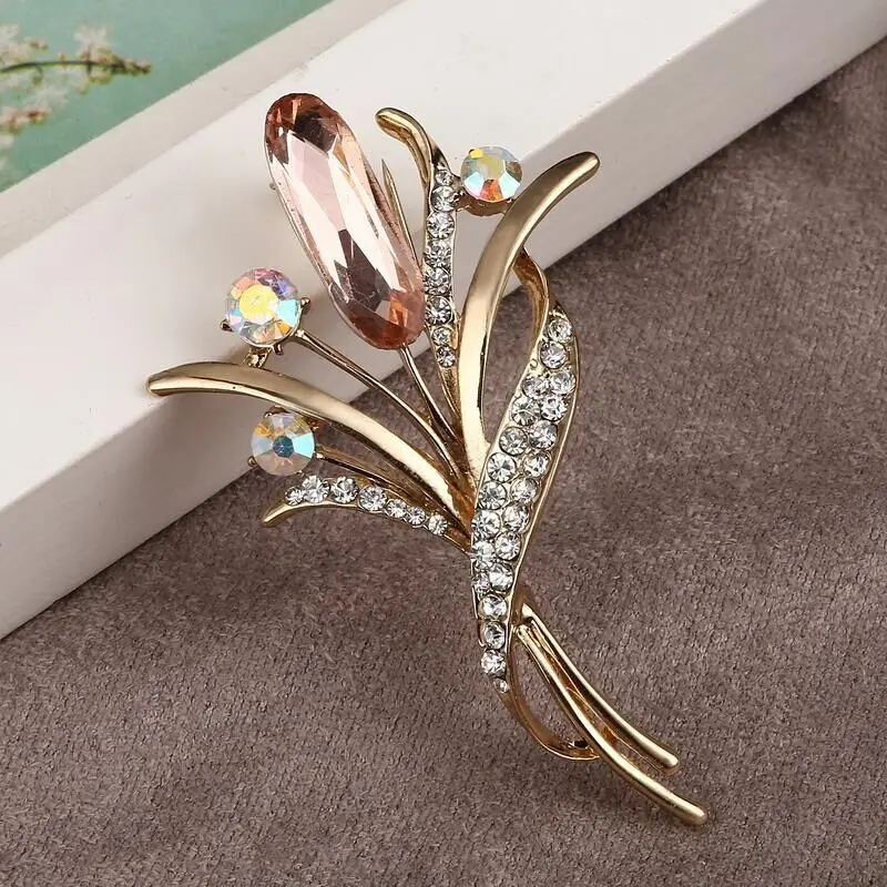 Ladies Rhinestones Brooch Pins Flower Brooches for Women Crystal Brooch ...