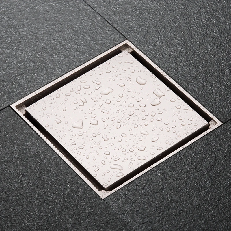 Brushed Nickel Tile Insert Invisible Floor Drain Brass Shower Drainer ...