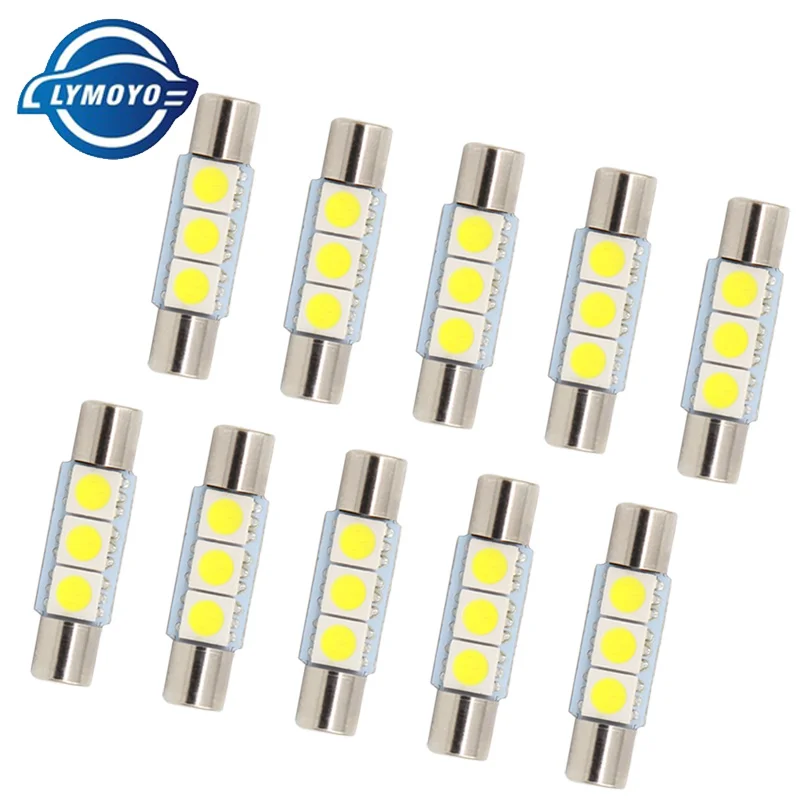 100pcs/lot Auto C5w Led T6 28mm/31mm 5050 3smd Car Led License Plate ...