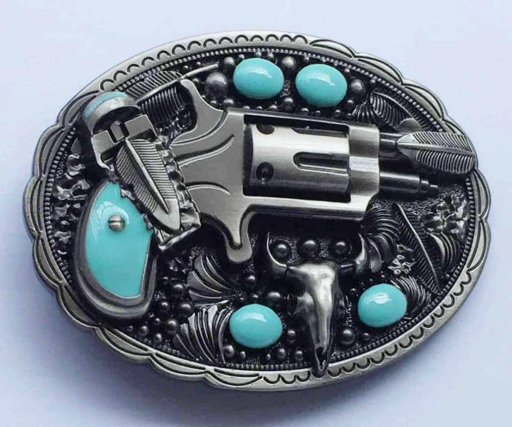 New Arrival Men's Retro Western Cowboy Turquoise Bead Metal Belt Buckle ...