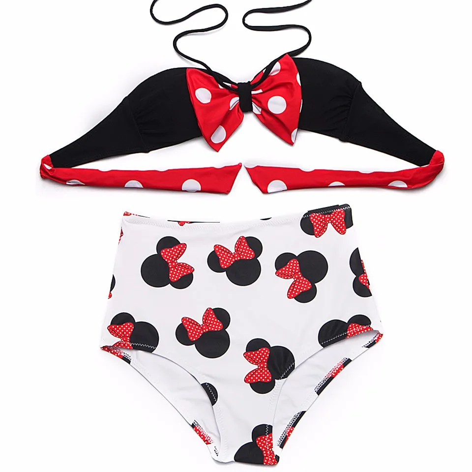 Bandea 2017 Mickey Cartoon Print Bikinis High Waist Swimsuit Lovely
