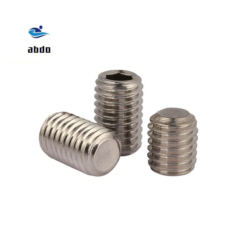 DIN913 M2.5 M3 M4 M5 M6 M8 304 Stainless Steel Metric Thread Grub Screws Flat Point Hexagon ...