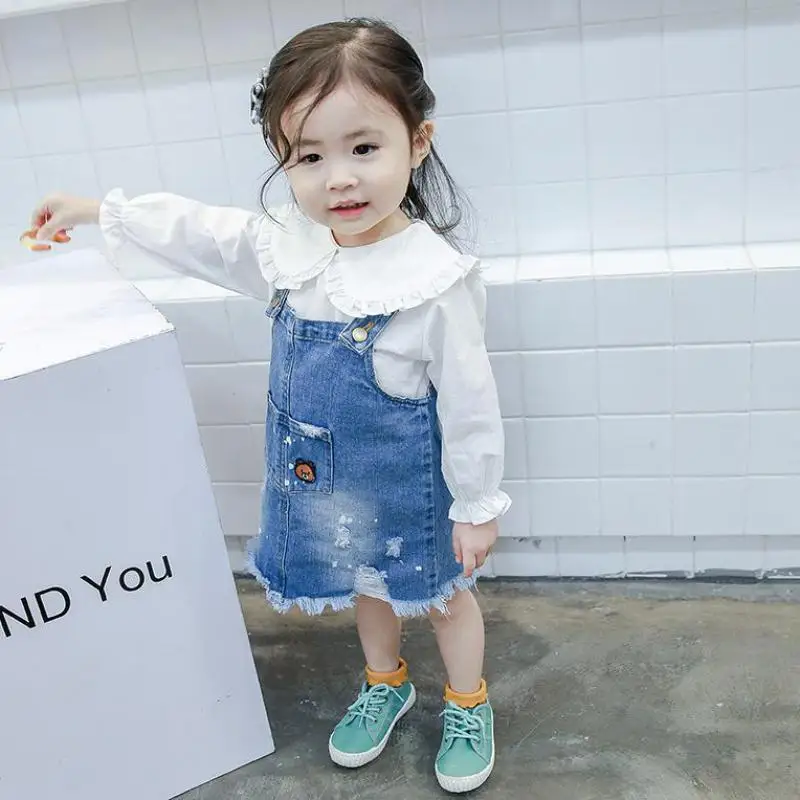 2019 nuevo Vestido vaquero para chica primavera moda estilo dibujos ...