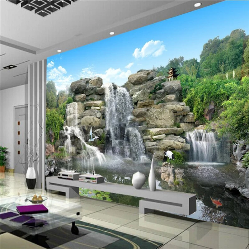 beibehang wall murals wall stickers rockery waterfalls water production ...