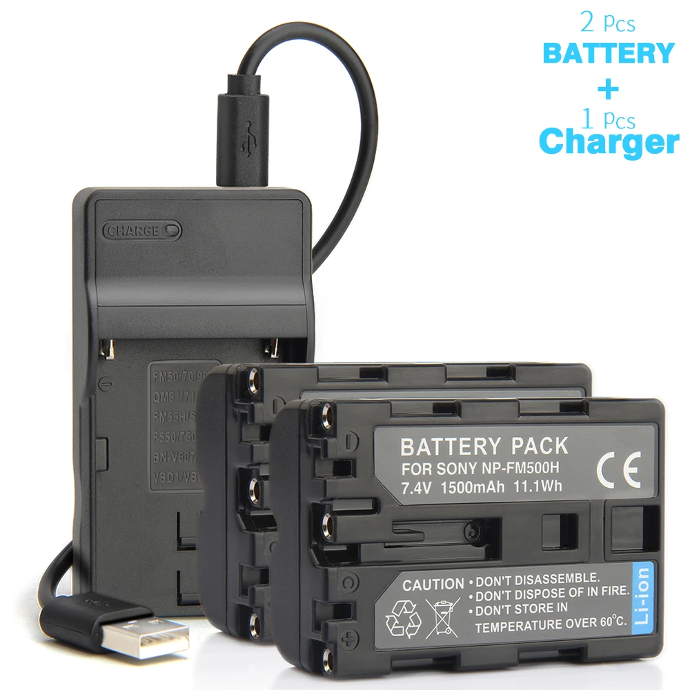 2x NP FM500H NP FM500H Battery+charger For Sony Camera A200 A300 A350 ...