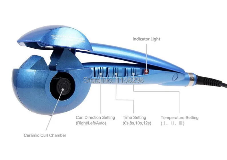 BLUE Automatic Titanium Perfect Professional Curl Curling Hair Roller ...