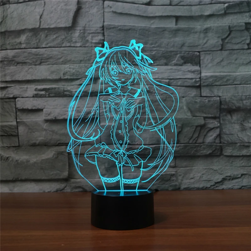 3d Led Night Light Hatsune Miku Modelling Night Lamp Rgb Bedroom Bedside Lamp Usb Desk Lamp
