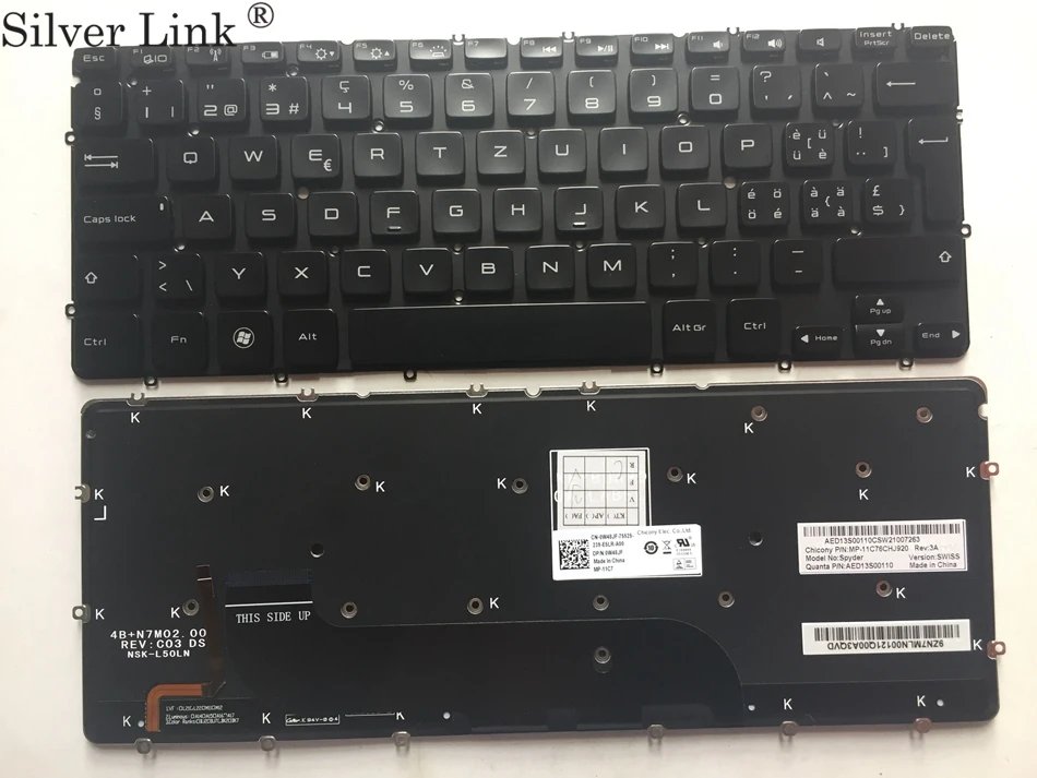 SW Swiss keyboard For DELL XPS 12 13 XPS 13D 13R L321X L322X 0MH2X1 ...