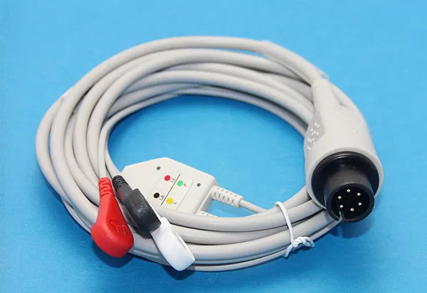 Generic AAMI 6 Pin One piece 3 Leads ECG Cable Snap AHA, Universal for ...