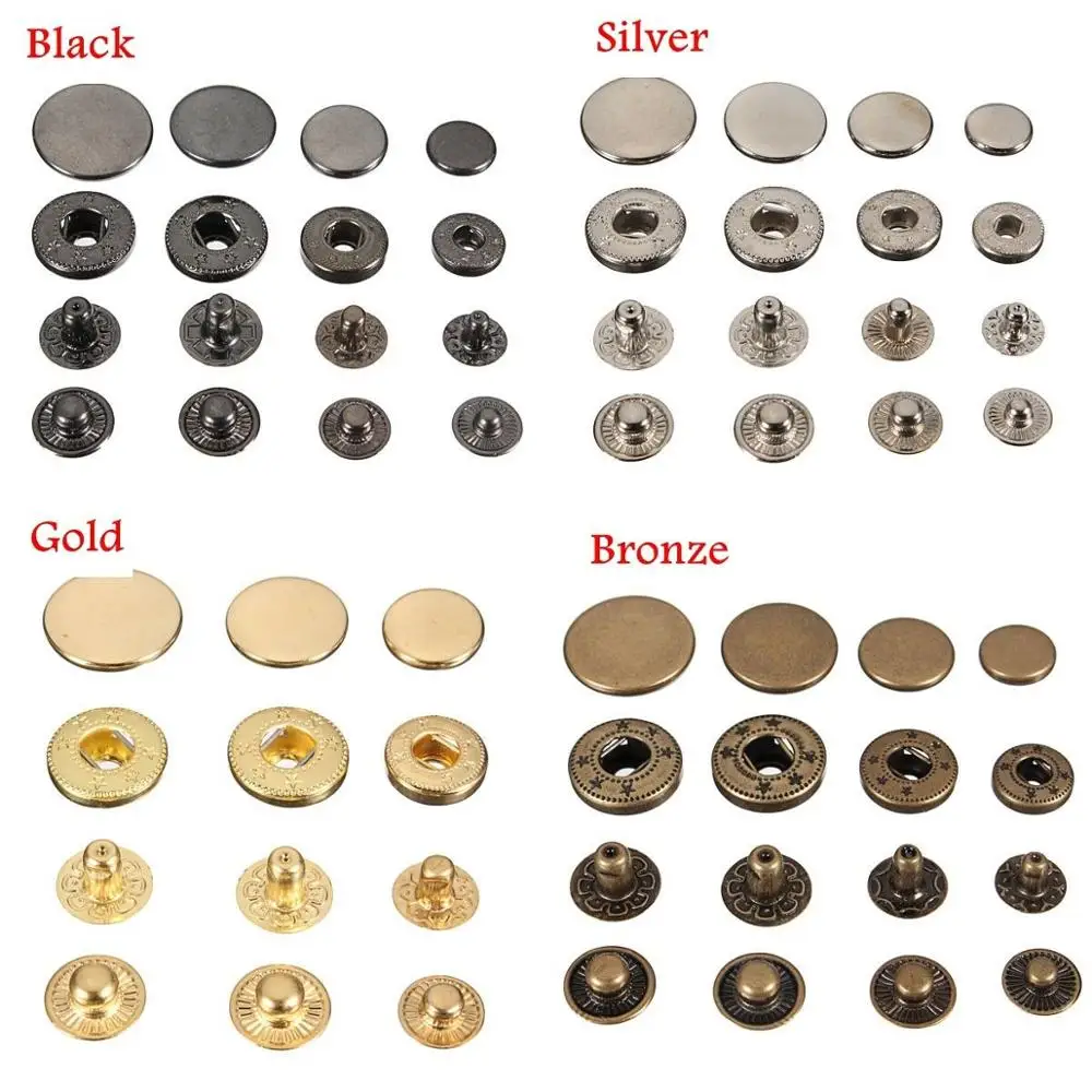 Metal-Brass-Press-Snap-Fastener-Bot-es-rebite-Fecho-DIY-Couro-Vestu-rio ...