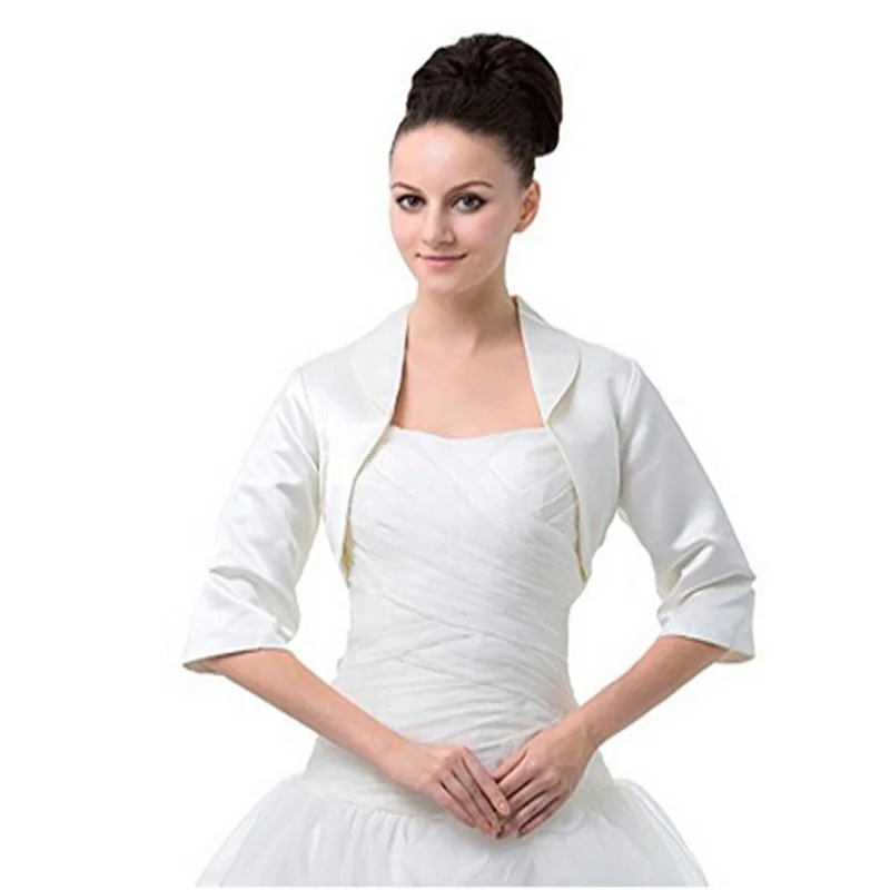 2019 Cause Half Sleeve White Jacket Satin Bolero Women Evening Party ...