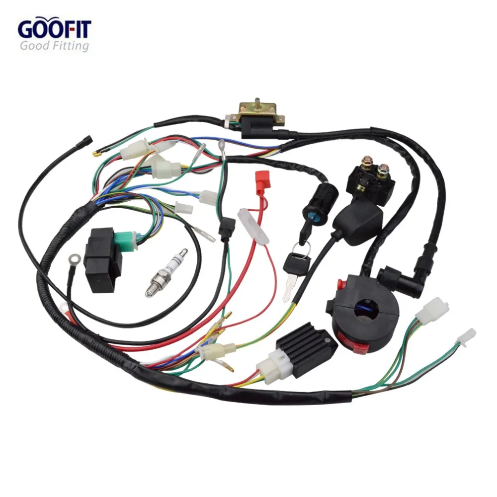 GOOFIT completa eléctrico arnés de cableado de CDI para 50cc 70cc 90cc ...