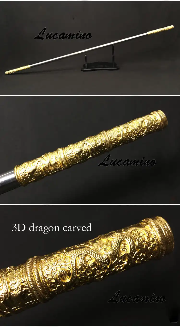 Stainless steel Monkey King Staff Carving dragon golden Cudgel Sun ...
