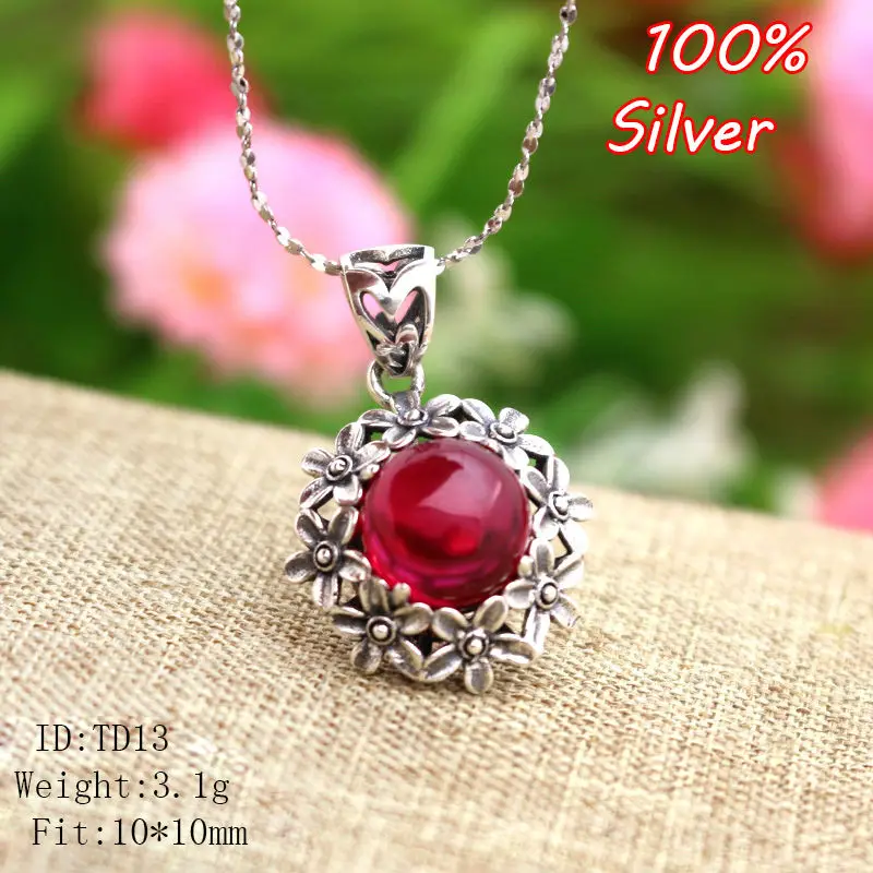 10mm 100% Sterling-silver Color Jewelry Flower Pendents Blank For Women ...