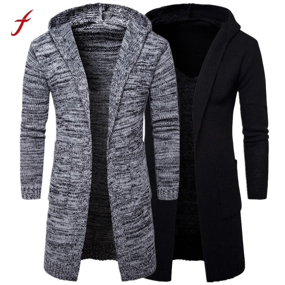 Sweater Men Cardigan Long Camisa Masculina Mens Slim Fit Hooded Knit