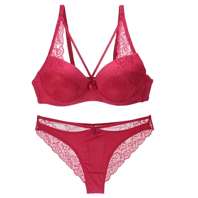 Luxury Red Lace bh Underwear Push Up VS Secret Bra Briefs Female Cotton ...