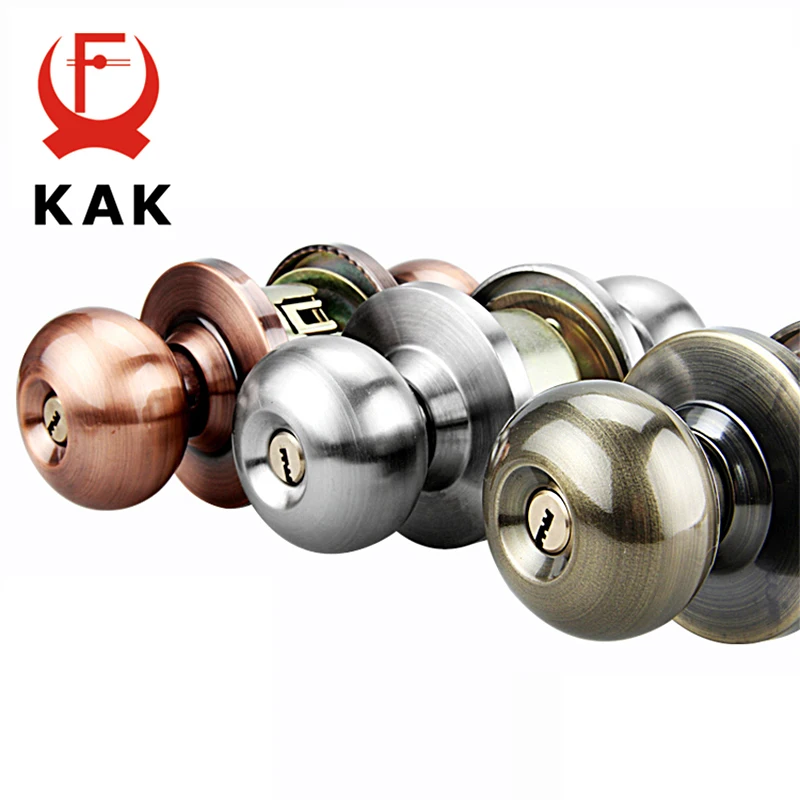 KAK Copper Core Spherical Door Lock Stainless Steel Bedroon Lock Wooden ...