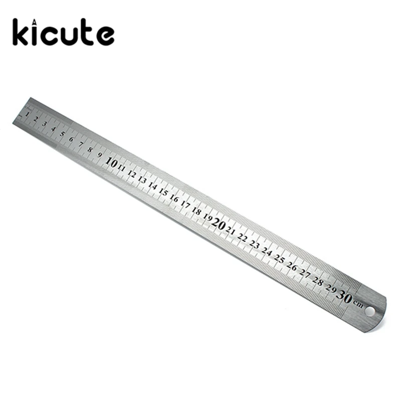 Kicute 1pcs 30cm Standard Double Side Scale Stainless Steel Straight ...