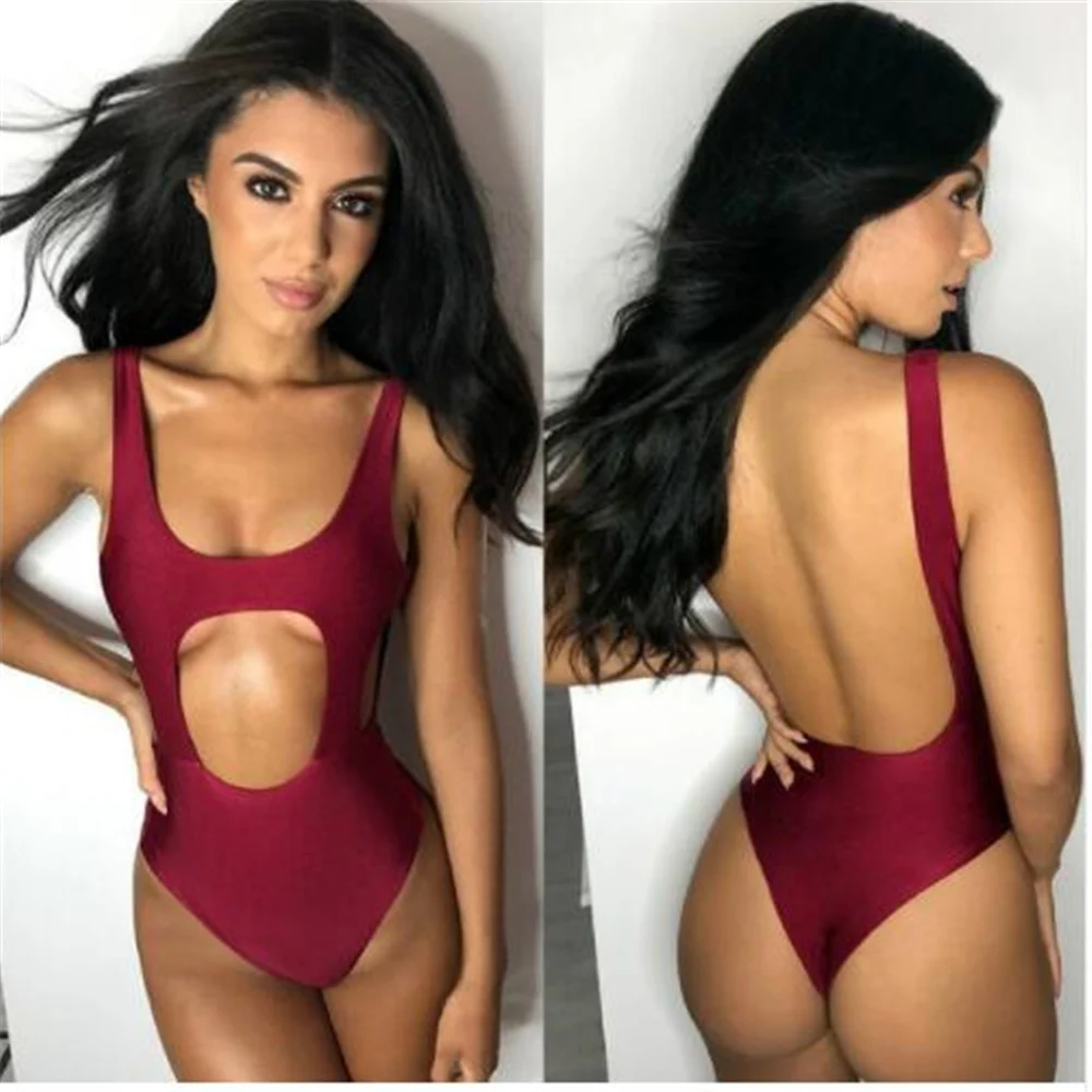 Melphieer Monokinis 2018 Solid Bodysuit Pad Bathing Suit Backless One