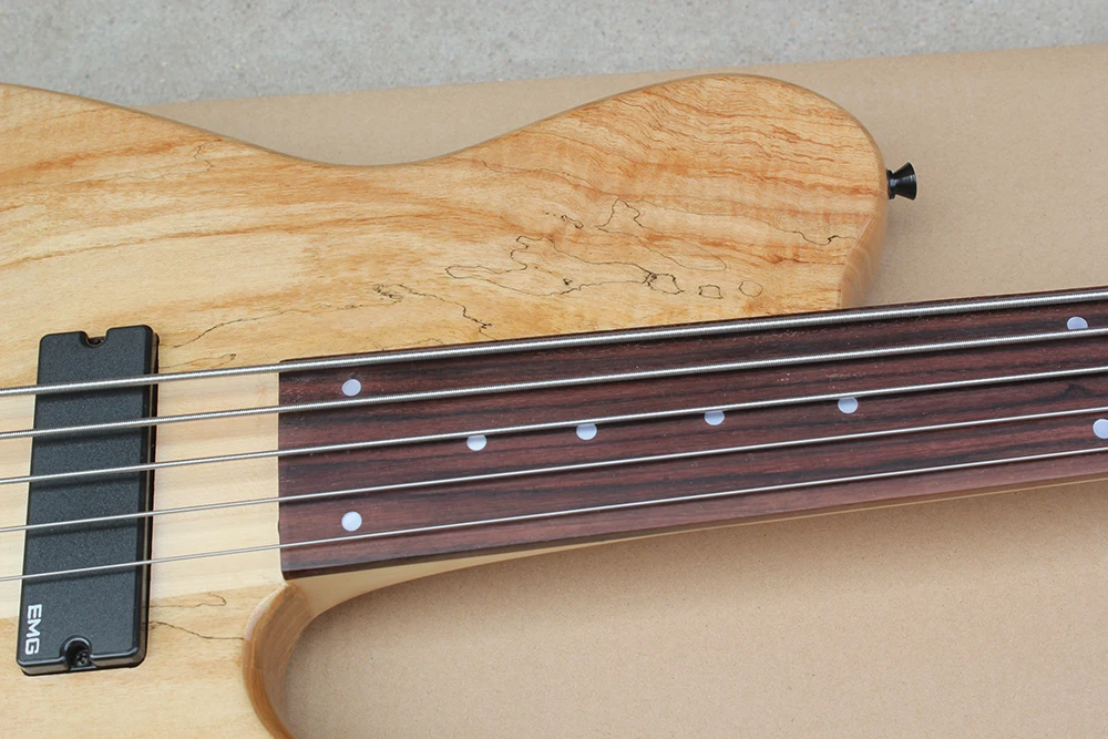 Factory custom 5 strings ASH electric bass guitar with neck-thru-body ...