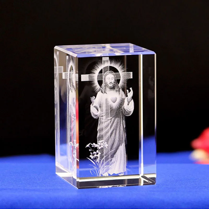 1 pcs Jesus K9 Crystal Laser 3D Internal Statue Sculpture Inter ...
