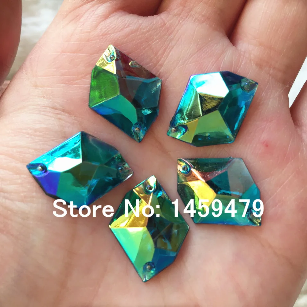 High Quality Medium Blue AB Color Acrylic 16x21mm Crystal Strass For ...