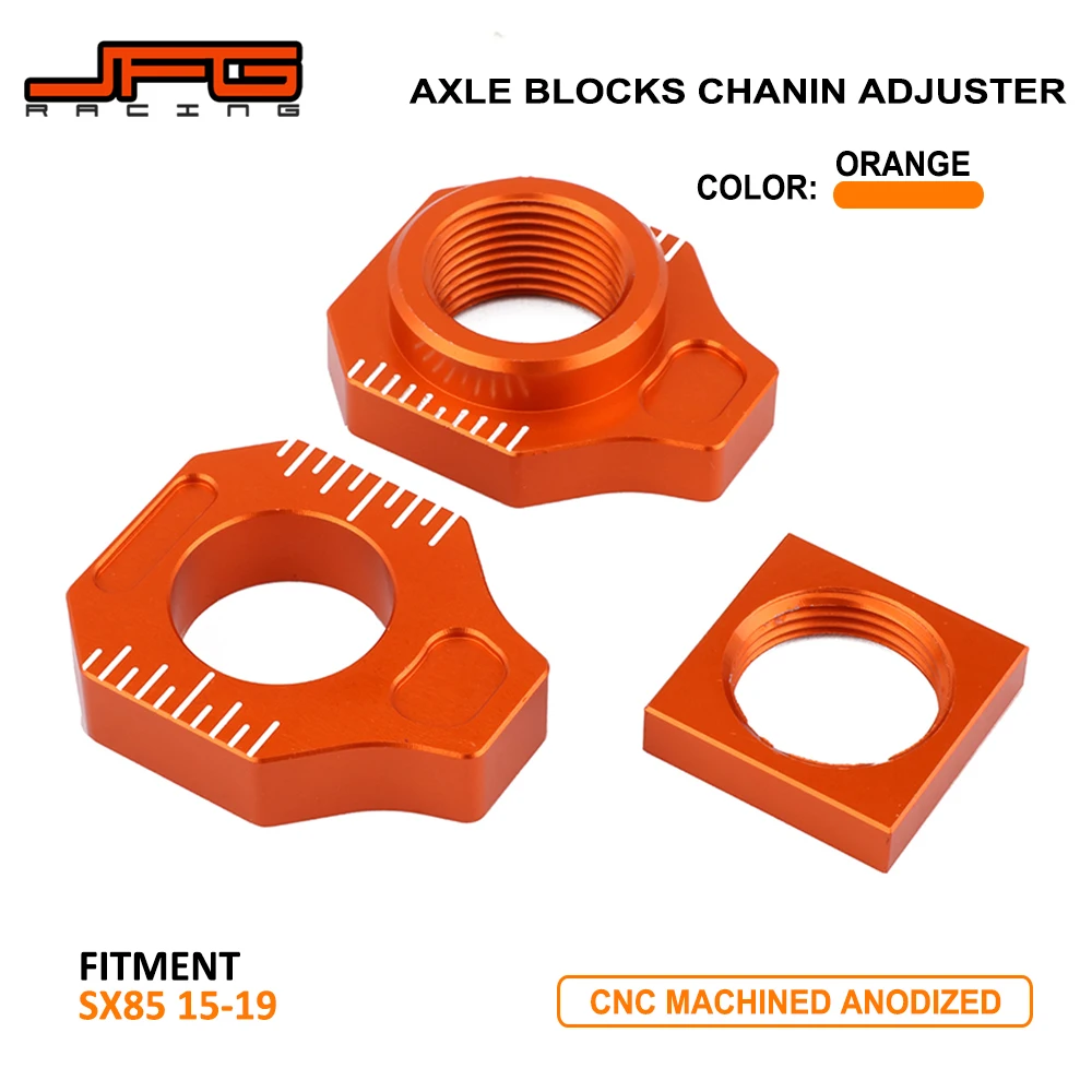 Motorcycle-CNC-Orange-Blue-Aluminum-Rear-Chain-Adjuster-Axle-Blocks-Set ...