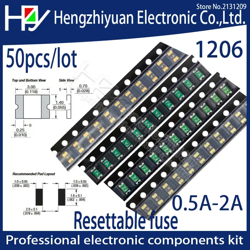 A One Time Positive Disconnect SMD Restore Fuse 1206 3216 0.5A 1A 1.5A ...