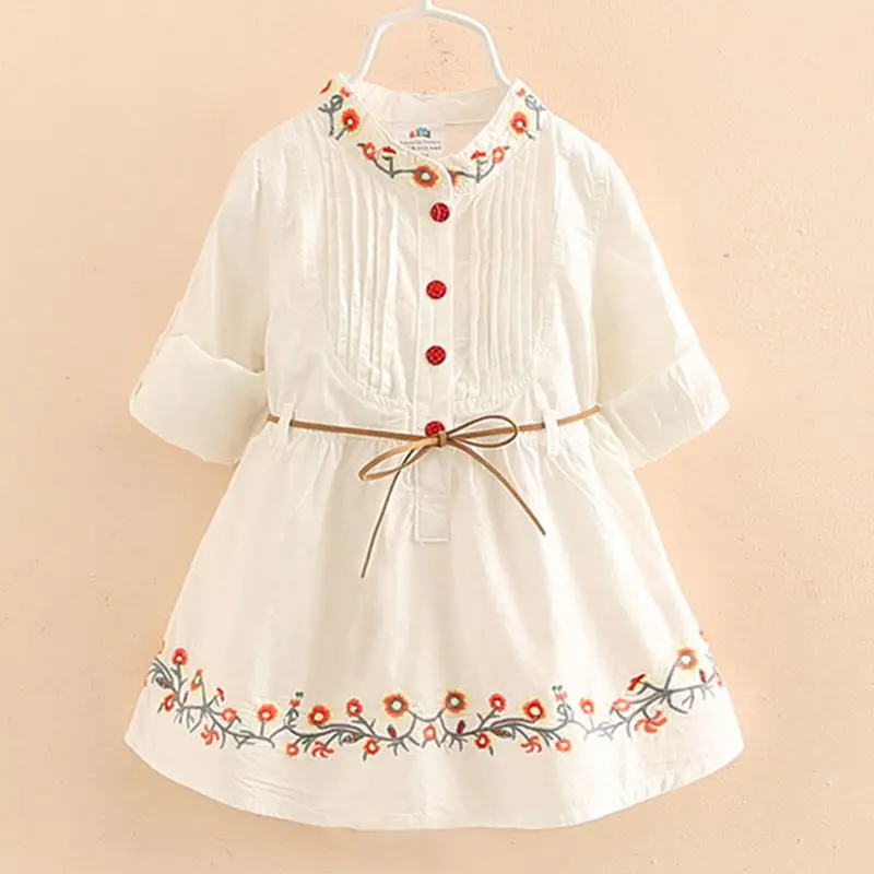 2025 Spring Autumn 3 4 5 6 8 10 12 Years Embroidery Floral Long Short ...