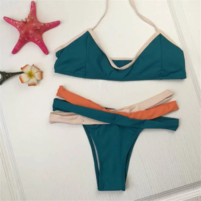 Jinyite Swimsuit Brazilian Thong Bikini Set Triangle Bra 2017 Womens