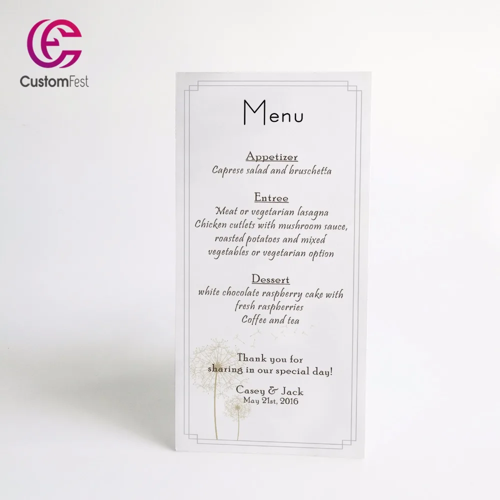 Personalized-menu-classic-dandelion-design-menu-whole-set-available ...