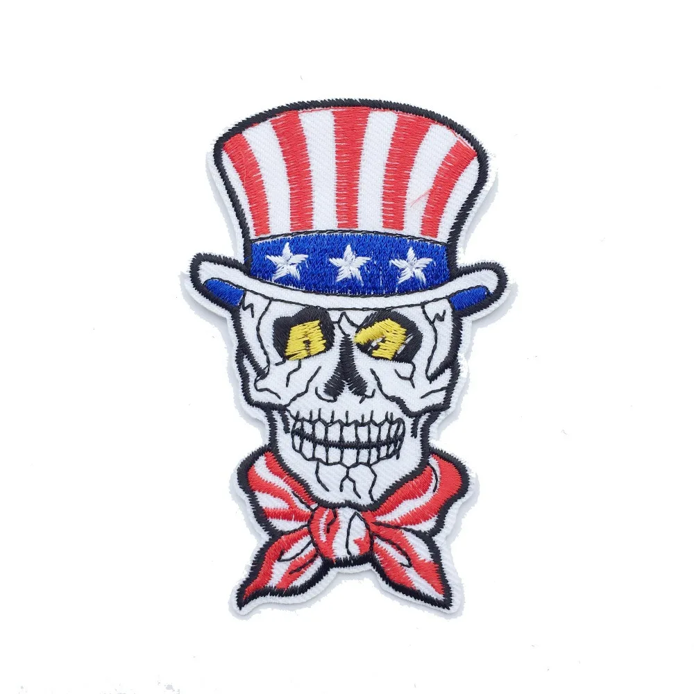 Skull Embroidered Patches High Quanlity Fabric Sticker Iron on Skeleton ...