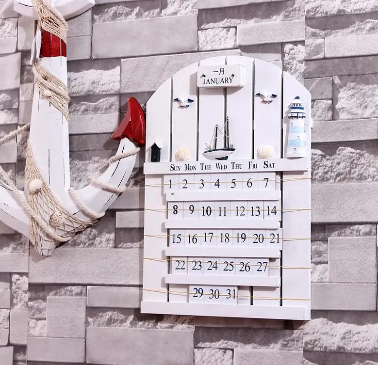 Mediterranean Style Wooden Handmade Wall Calendar , European Style Home ...