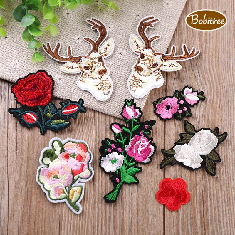 8p/lot fashion girl women flower patches for clothing hot iron on fancy ...