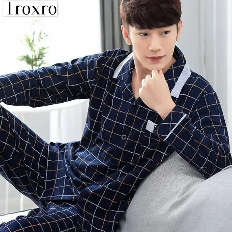 Pyjamas Men Plaid Pyjama Homme Casual Plus Size Cotton Sleepwear Mens ...