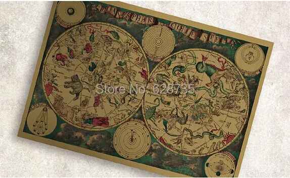 Vintage star constellation map , Year 1680 ancient zodiac constellation ...