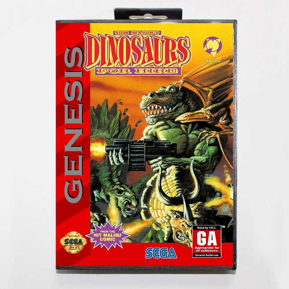 New 16 Bit Md Game Card - Dinosaurs For Hire With Retail Box For Sega ...