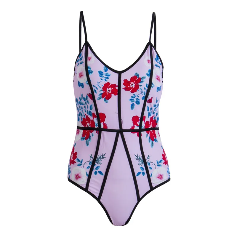Floral Printing Sexy Women Swimsuit High Waist Summer Bandage Swimwear