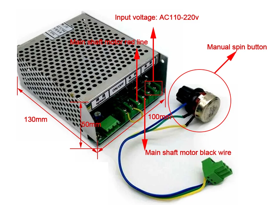 500w Air cooling spindle with motor speed controller For CNC machine ...