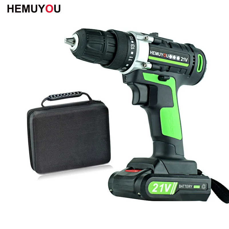 21v Cordless Screwdriver Electric Drill Battery Mini Drill Rechargeable