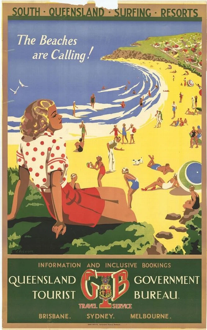 The Beaches Are Calling Vintage Travel Surf Beach Poster Retro Canvas ...