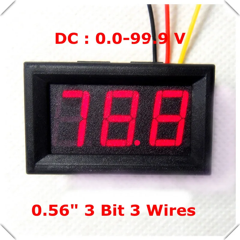 Rd Led Display Color 0.56" Digital Voltmeter Dc:0-100v Three Wires 3 ...