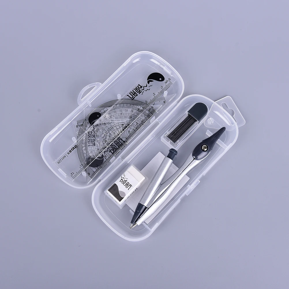 1set Ruler Drawing Suit 7 Pieces Of Compasses Ruler Set Student Ruler ...